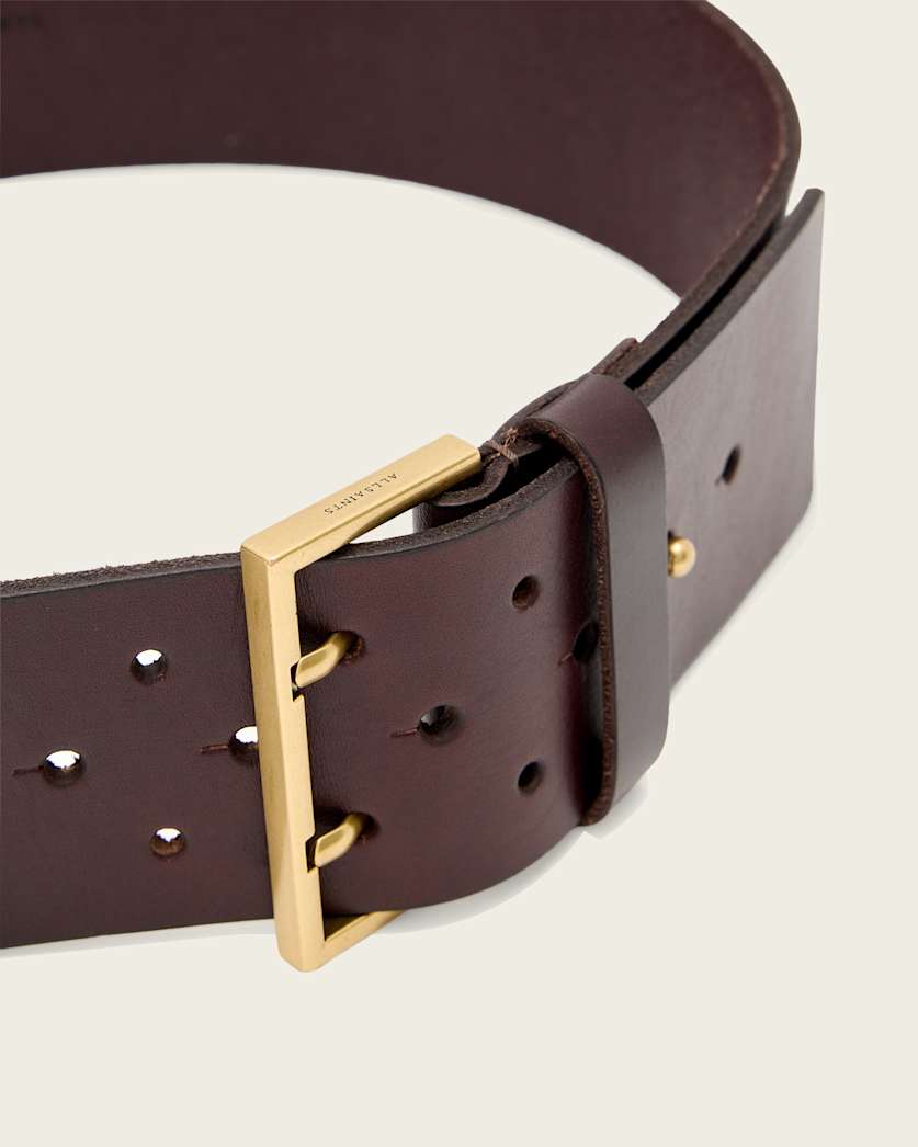 Leo Leather Wide Belt Brown | ALLSAINTS